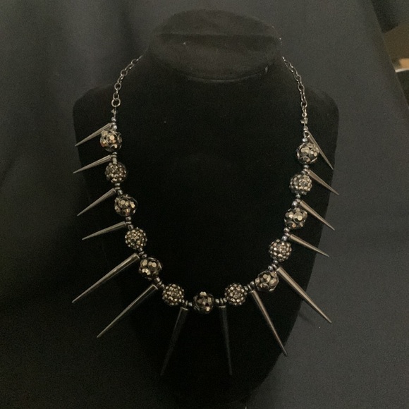Source Unknown | Jewelry | Punk Gunmetal Gray Necklace With Spikes ...